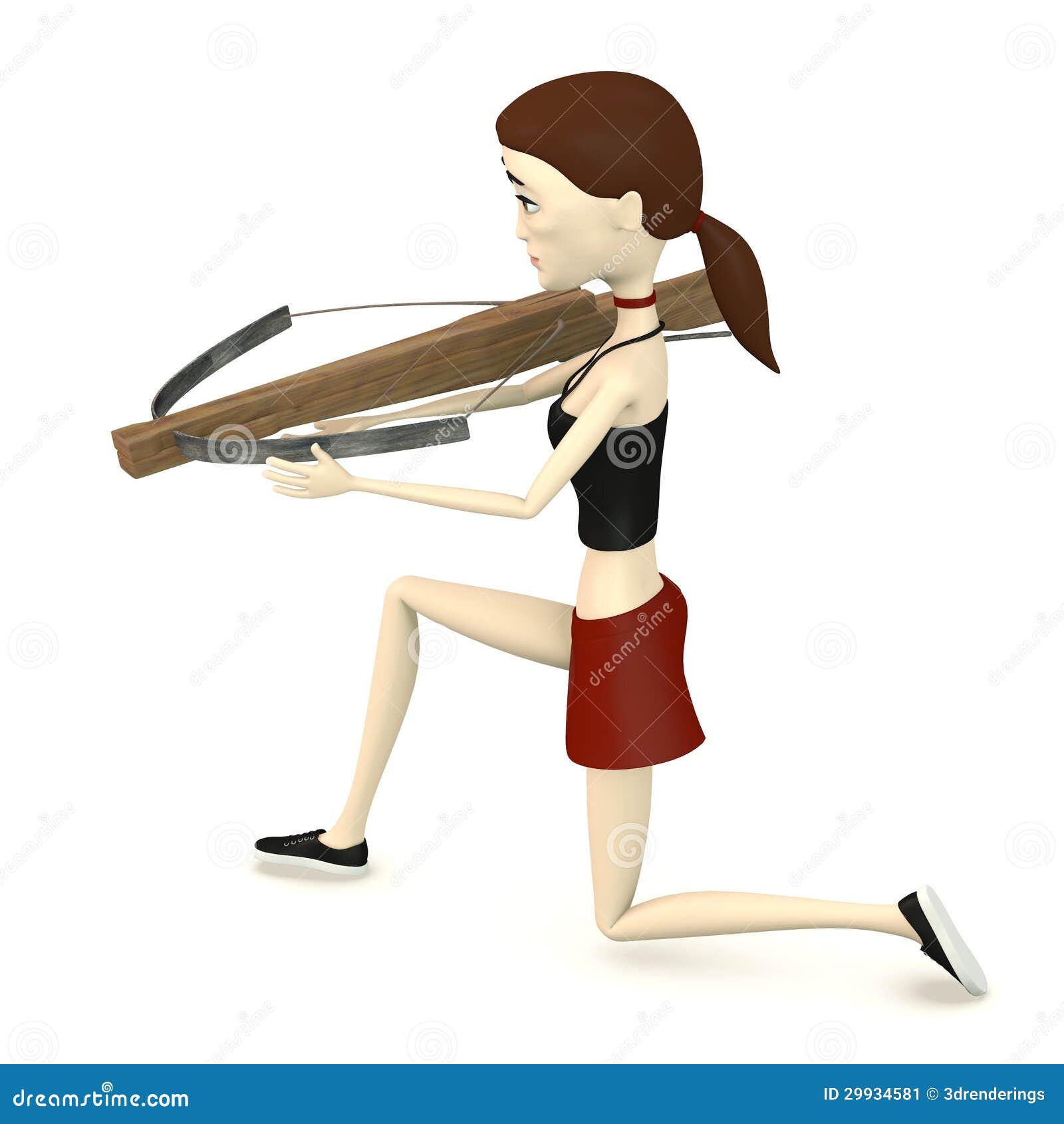 Cartoon girl with crossbow stock illustration. Illustration of shoot ...