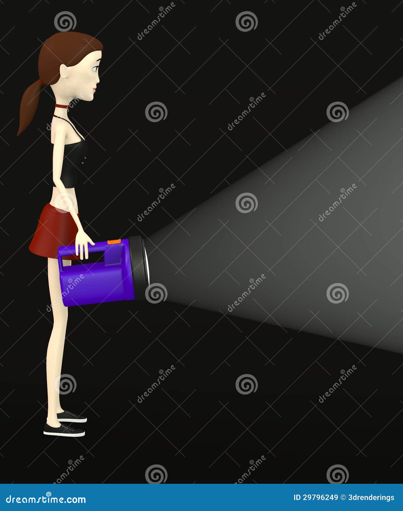 Cartoon Girl with Flashlight Stock Illustration - Illustration of ...