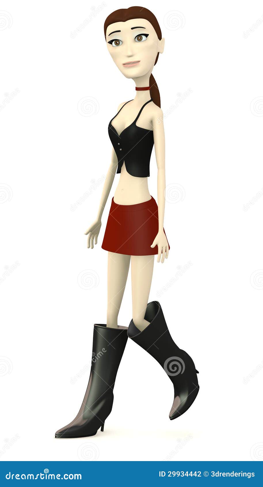 Cartoon Girl with Funny Boots Stock Illustration - Illustration of ...