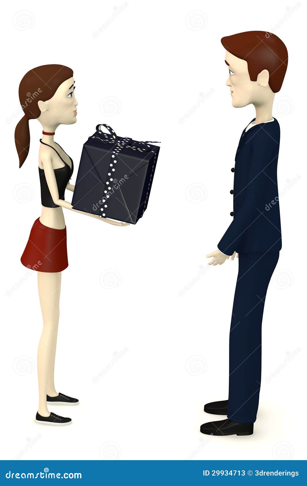 Cartoon girl giving a gift stock illustration. Illustration of gift ...