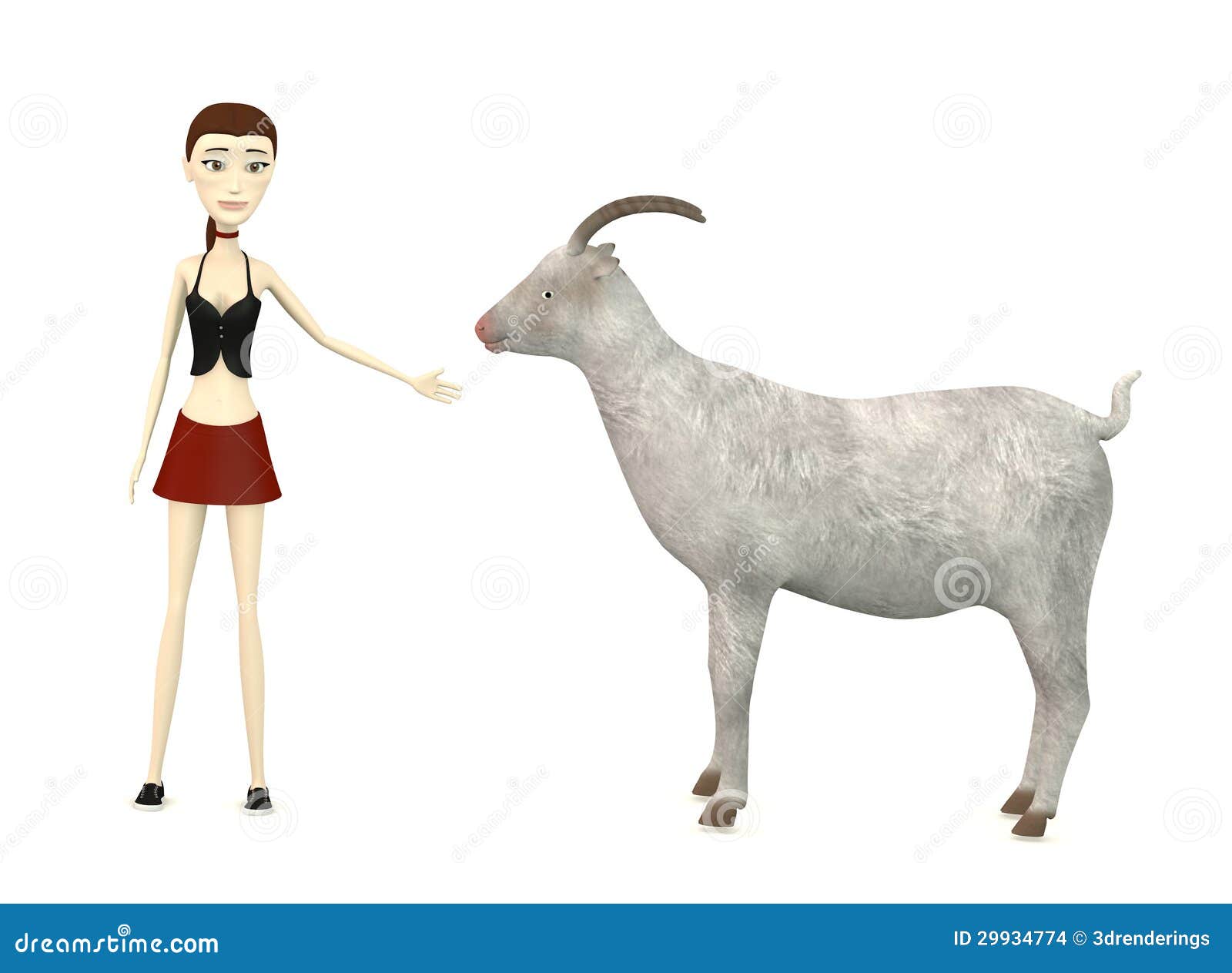 Cartoon girl with goat stock illustration. Illustration of people ...