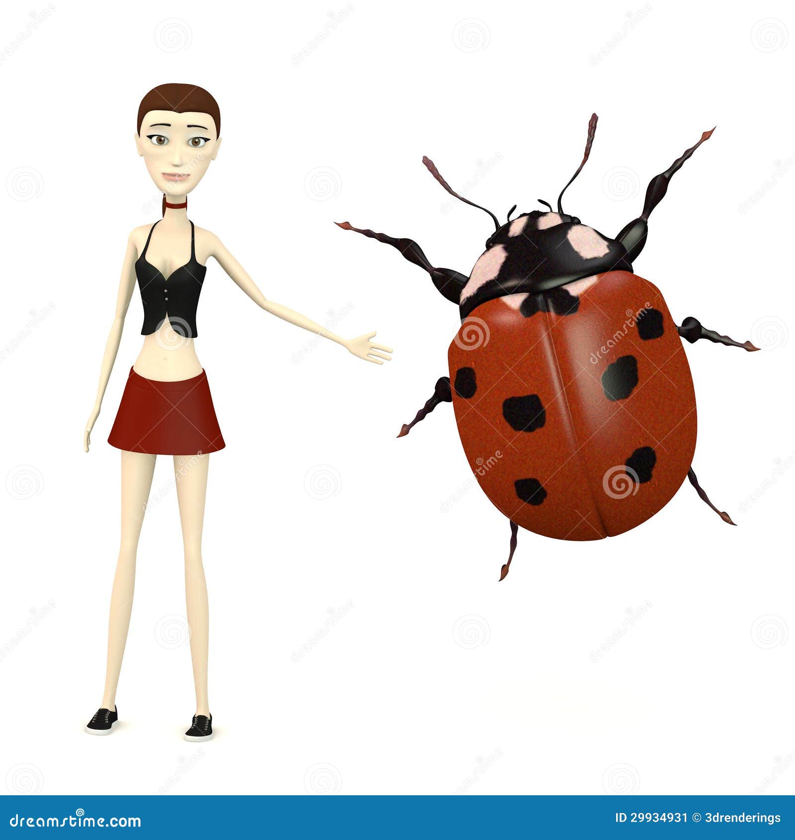 Cartoon girl with ladybug stock illustration. Illustration of cartoon ...
