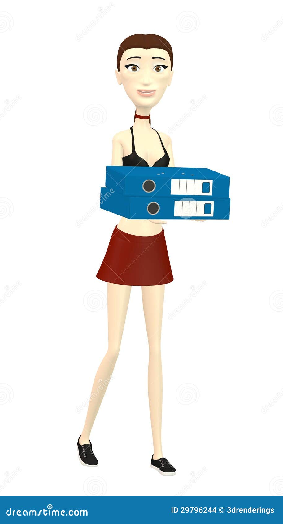 Cartoon Girl with Office Files Stock Illustration - Illustration of ...