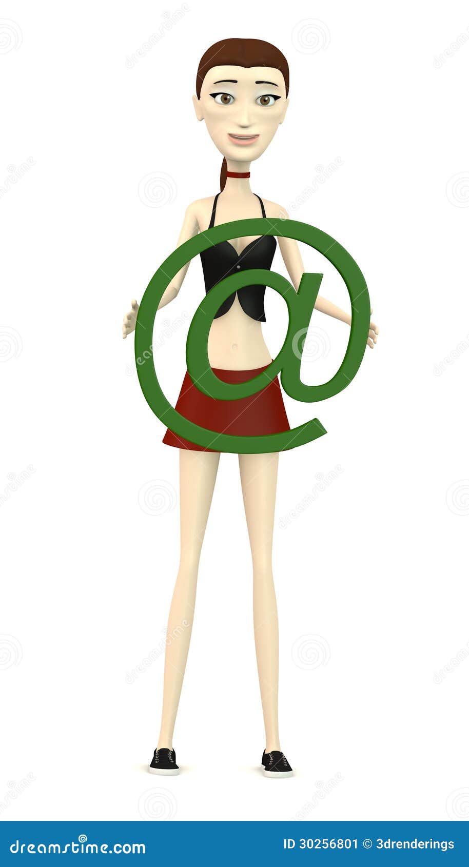 Cartoon girl with at-sign stock illustration. Illustration of human ...
