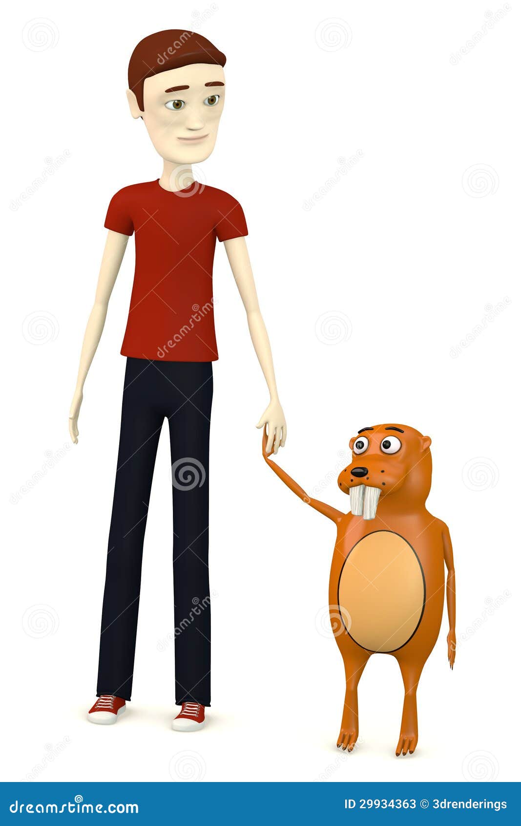 Cartoon man with beaver stock illustration. Illustration of beaver ...