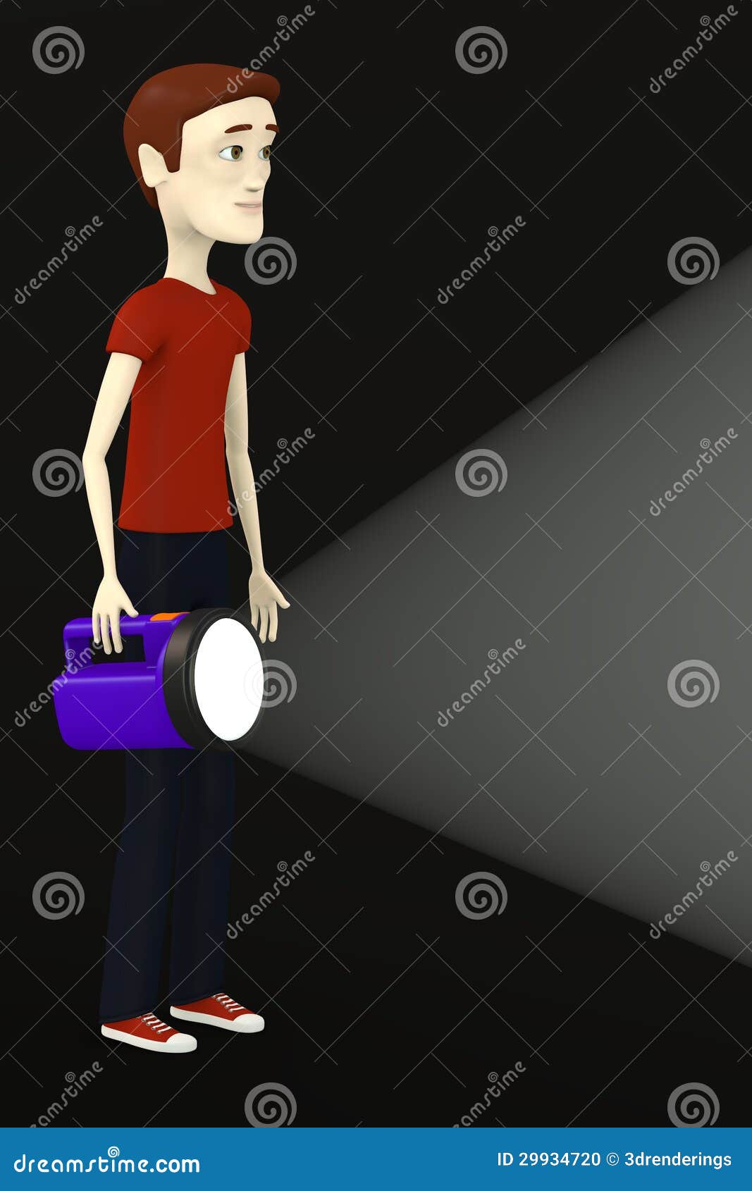 Cartoon Man with Flashlight Stock Illustration - Illustration of light ...