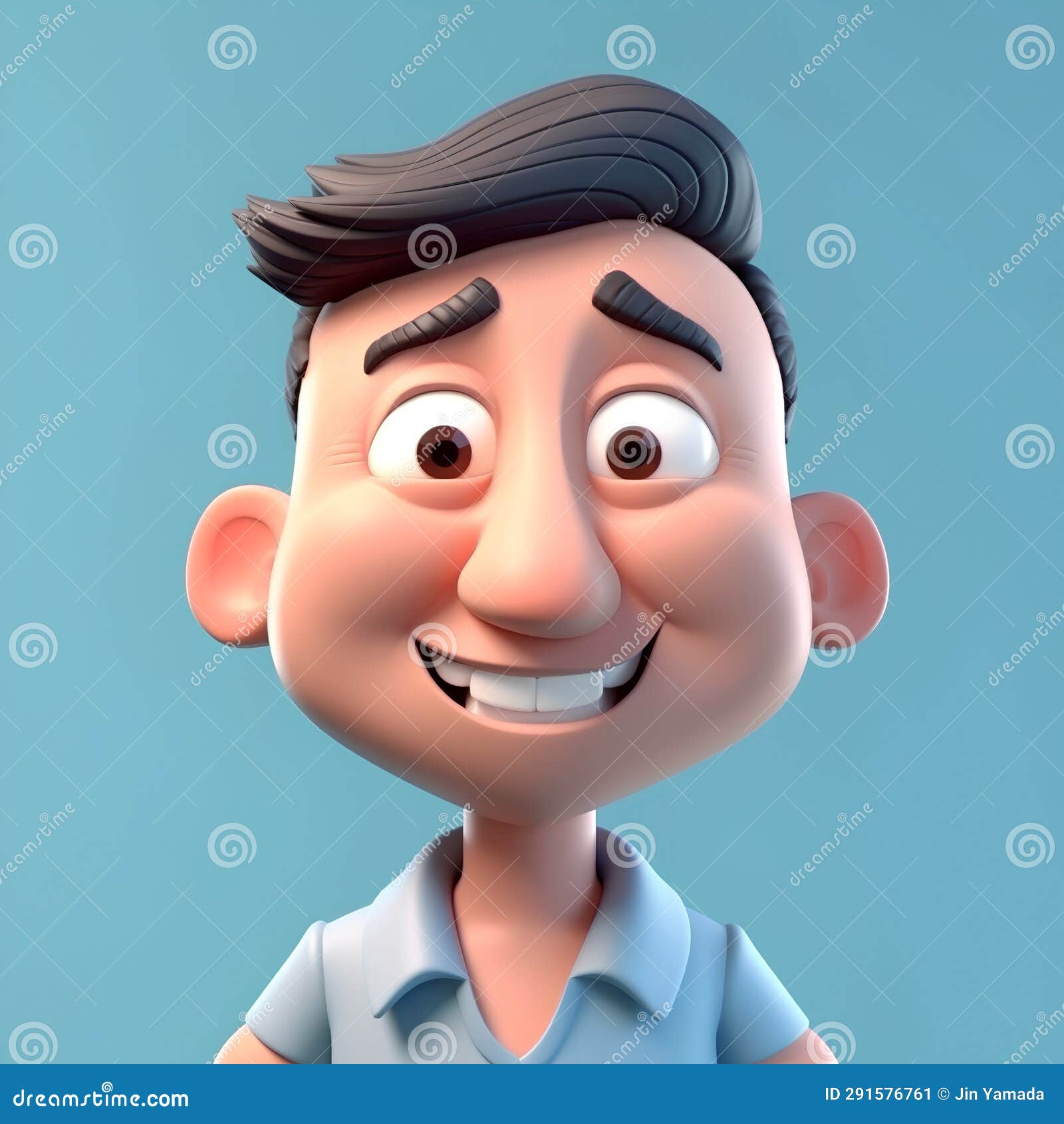 3D Render of a Cartoon Man with a Happy Expression on His Face Stock ...
