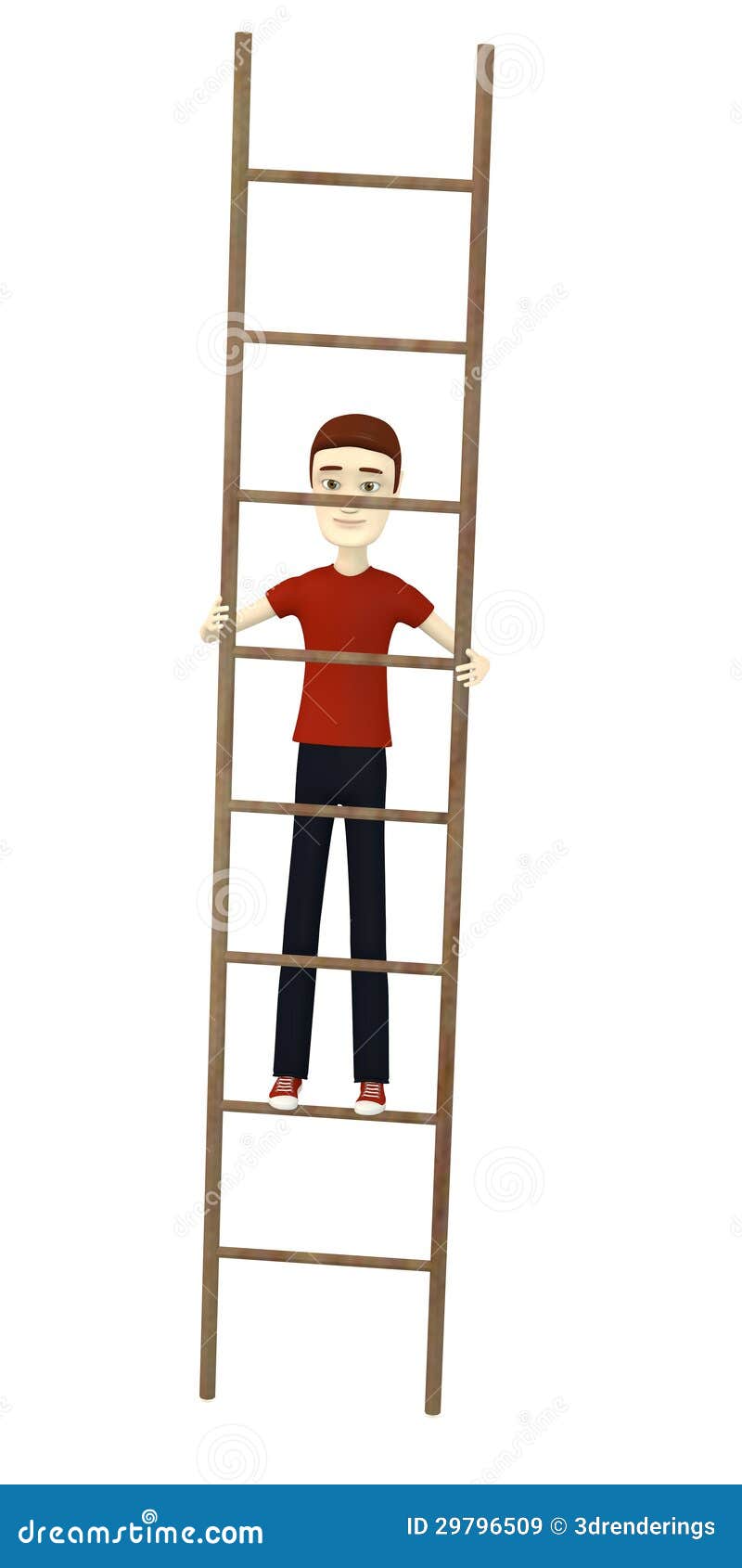 Cartoon man on a ladder stock illustration. Illustration of character ...