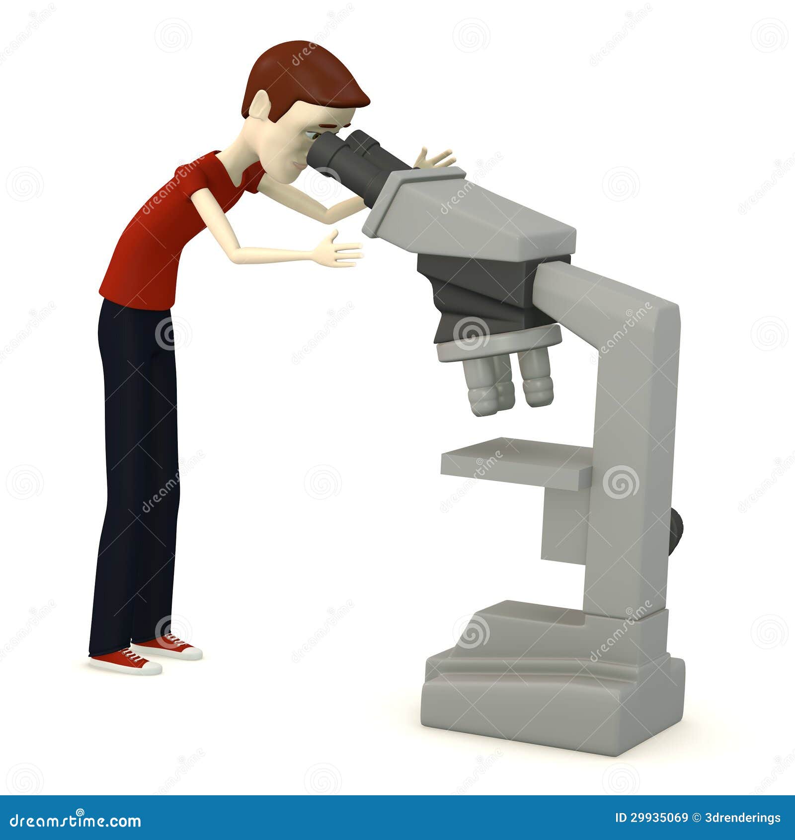 Cartoon Man with Microscope Stock Illustration - Illustration of micro ...