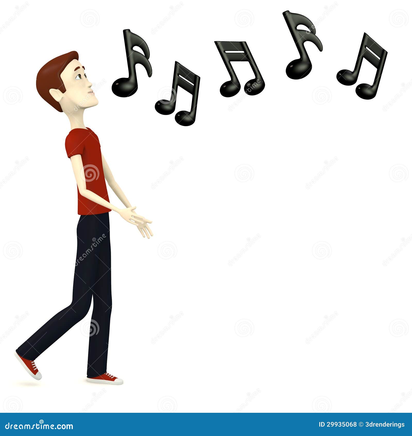 Cartoon Man with Musical Symbols Stock Illustration - Illustration of ...