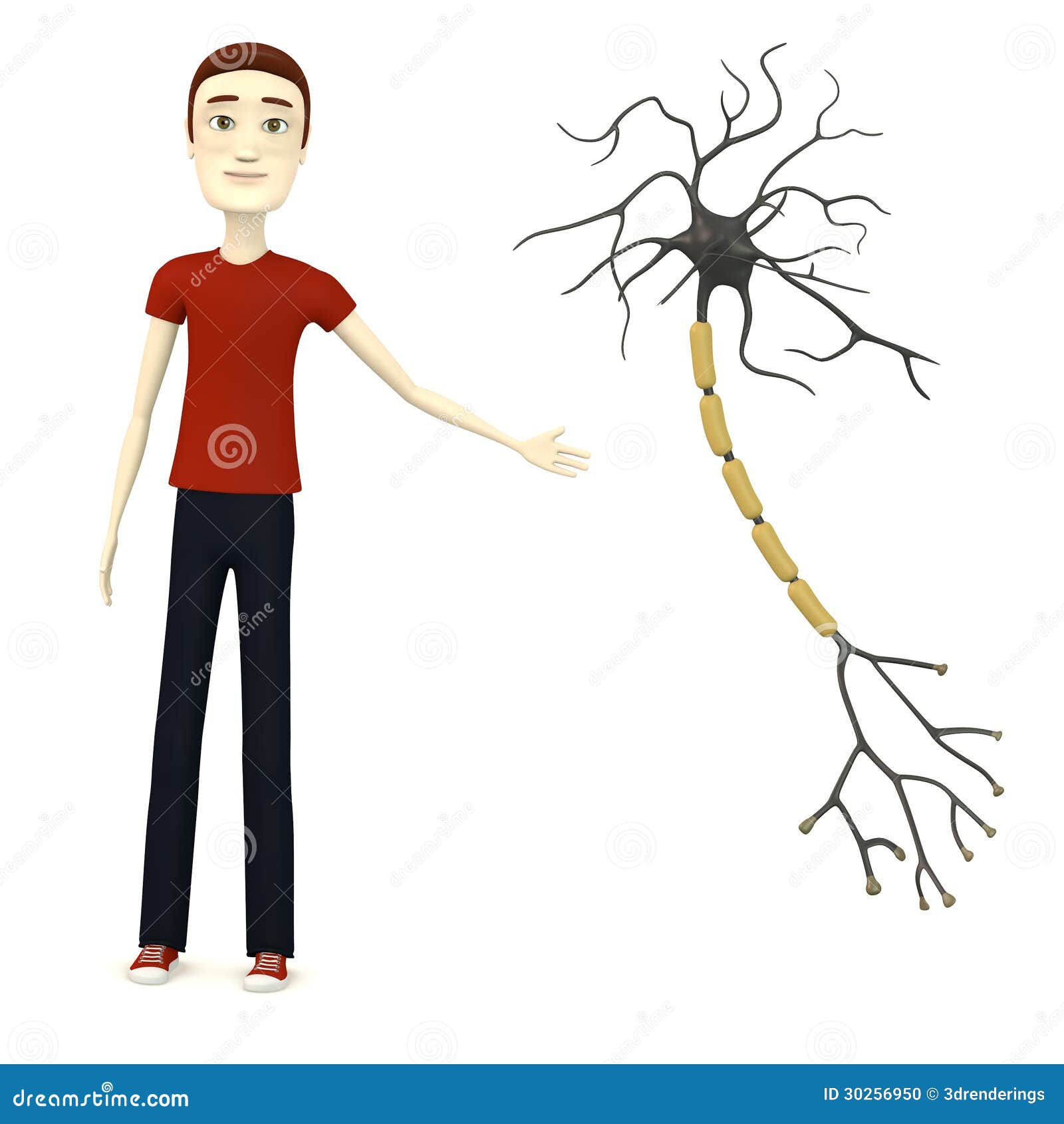 Cartoon man with neuron stock illustration. Illustration of business ...