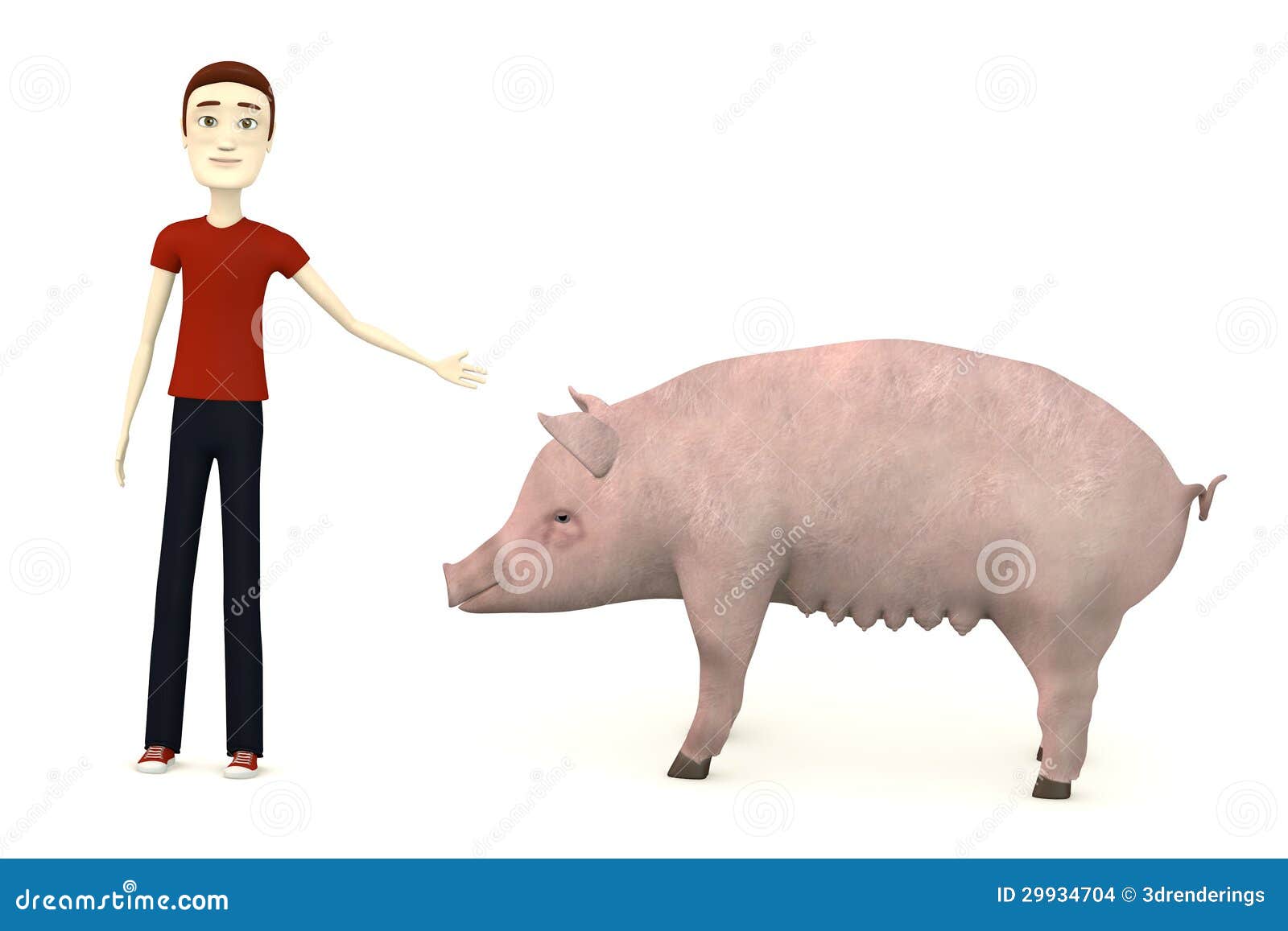 Cartoon man with pig stock illustration. Illustration of cartoon - 29934704