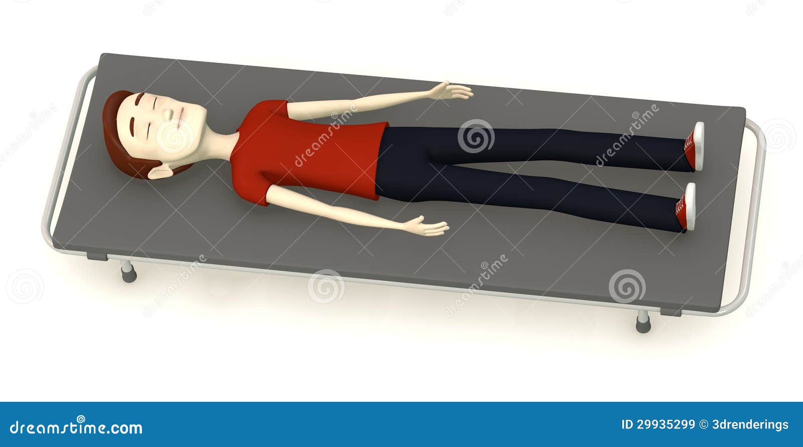 Cartoon man on stretcher stock illustration. Illustration of render ...