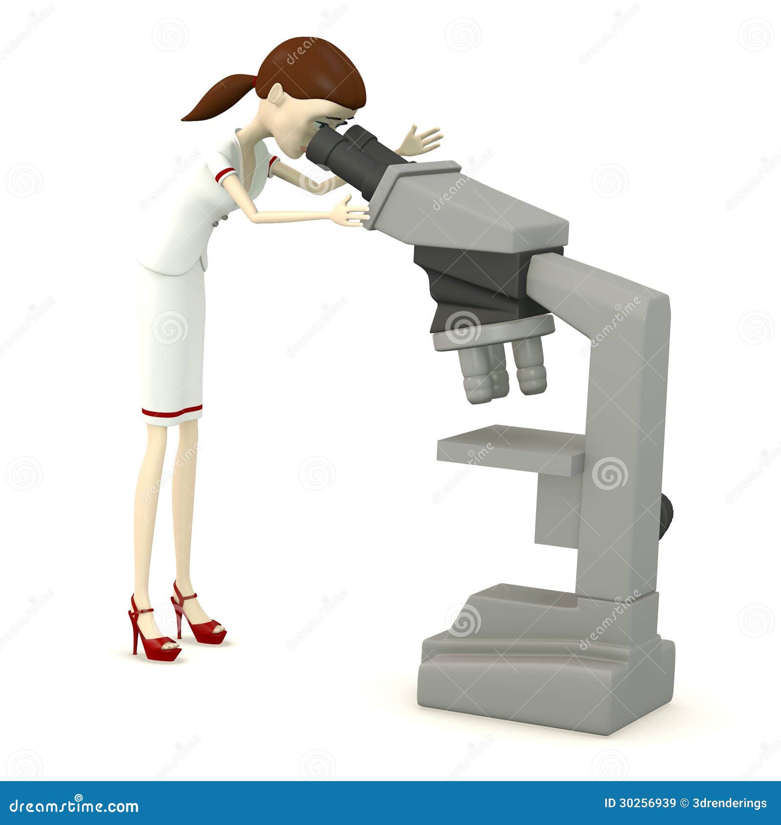 Cartoon Nurse With Microscope Stock Image | CartoonDealer.com #30256939