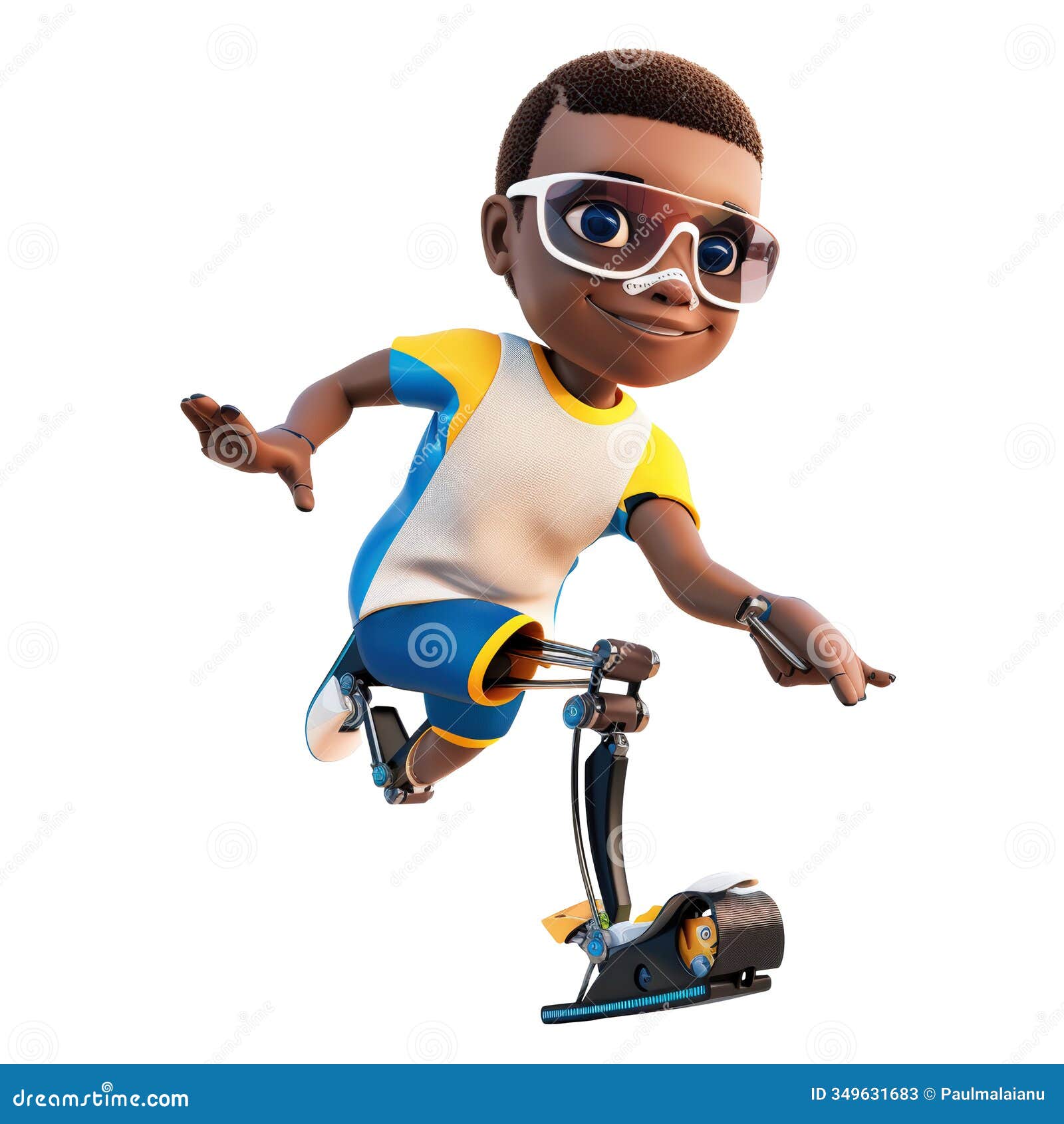 Cartoon Sprinter At The Starting Line, Poised With Muscles Tensed And A ...