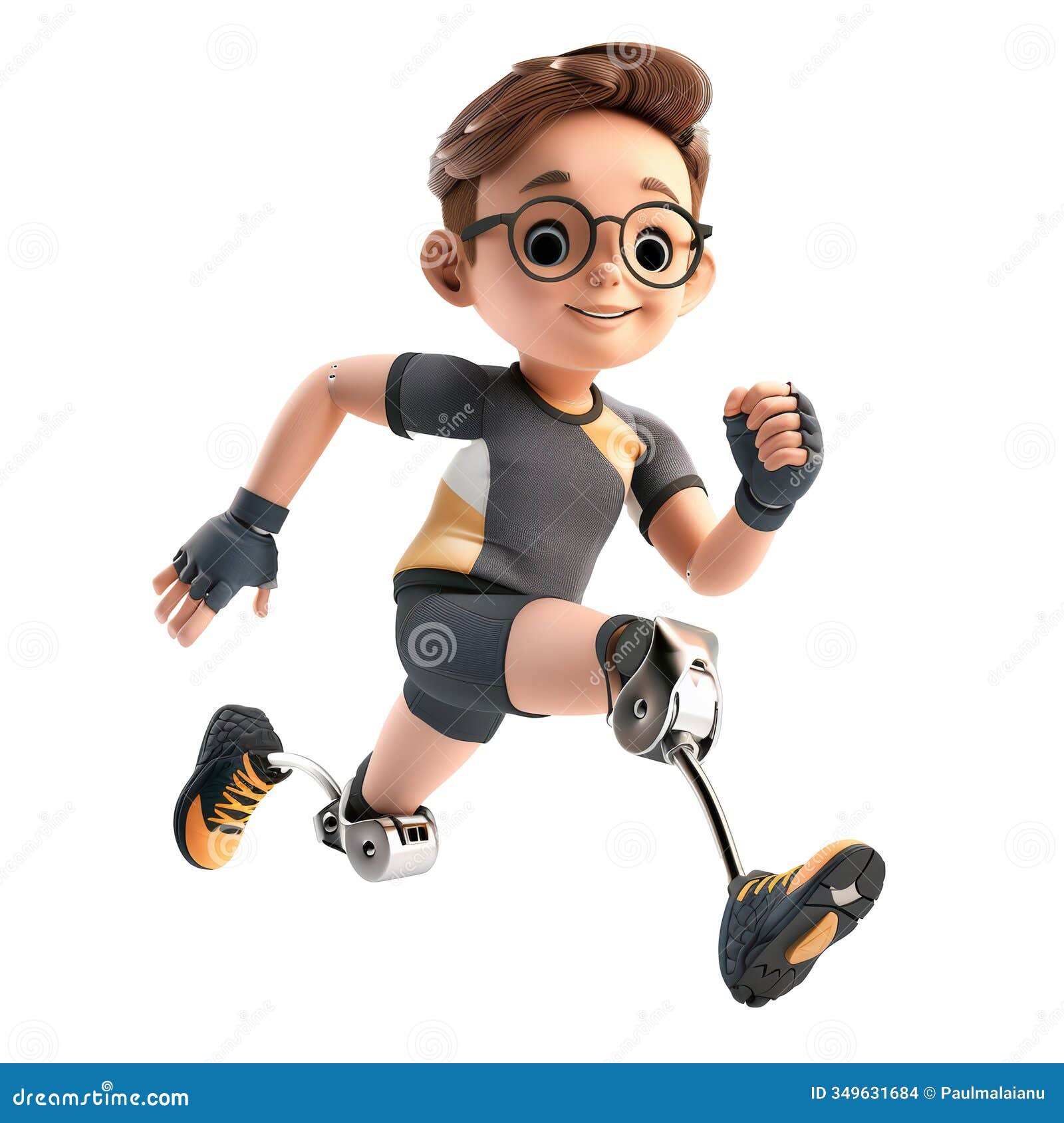 Cartoon Sprinter At The Starting Line, Poised With Muscles Tensed And A ...