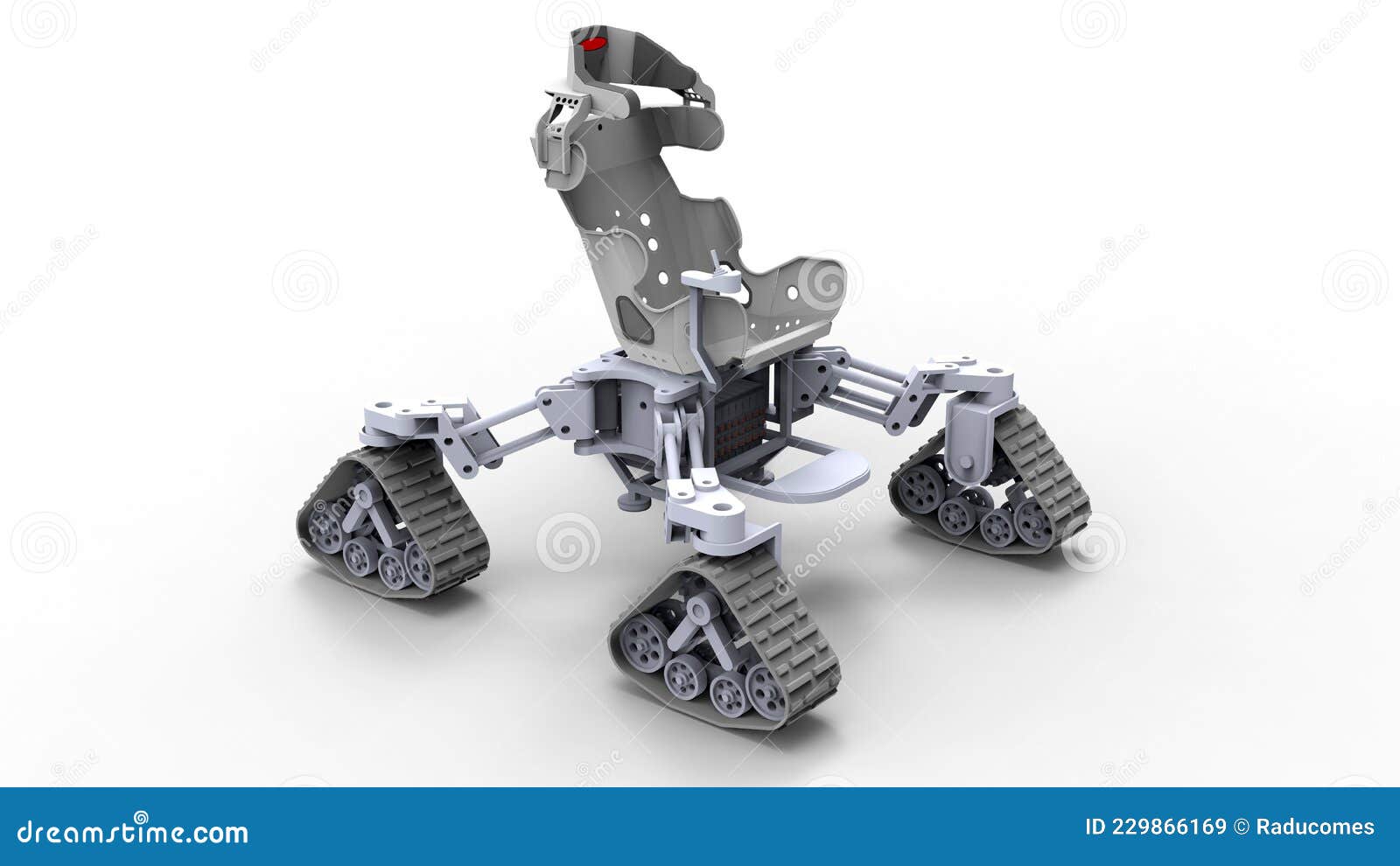 3D Render - Chair on Top of a Tracked Wheel Robot Stock Illustration ...