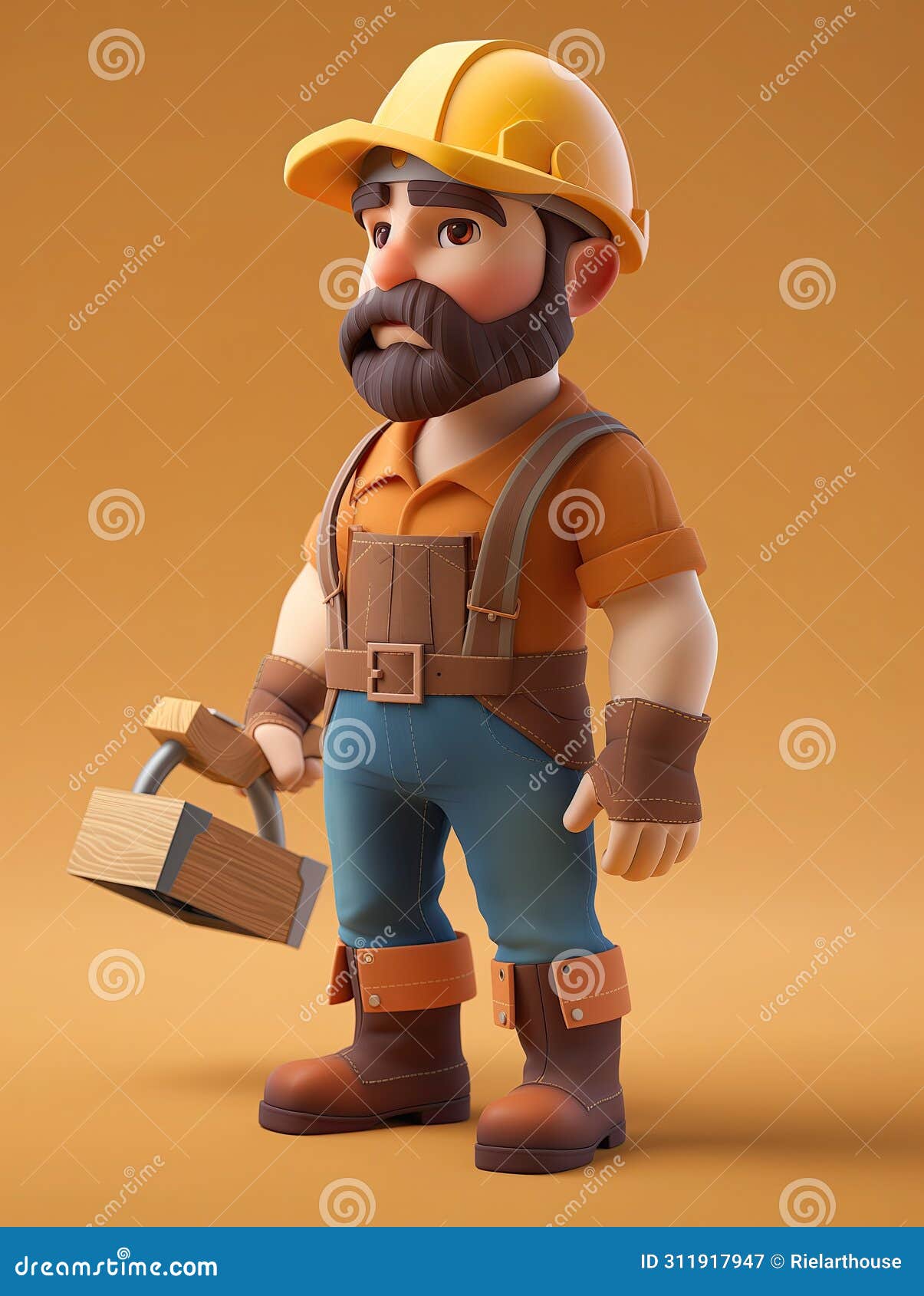 Character of an Attractive Carpenter with Solid Background Stock ...