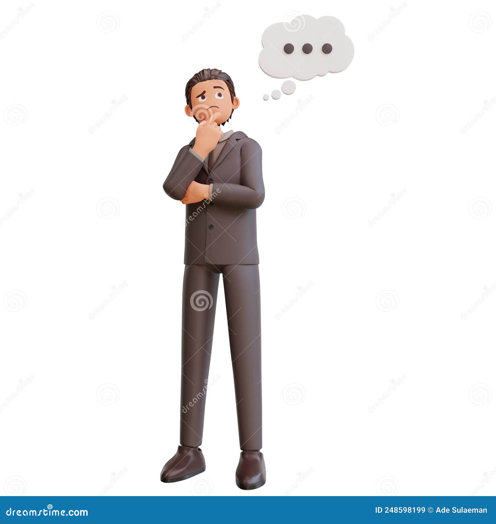 3d Render Character Bussinesman Thinking about Something Stock ...