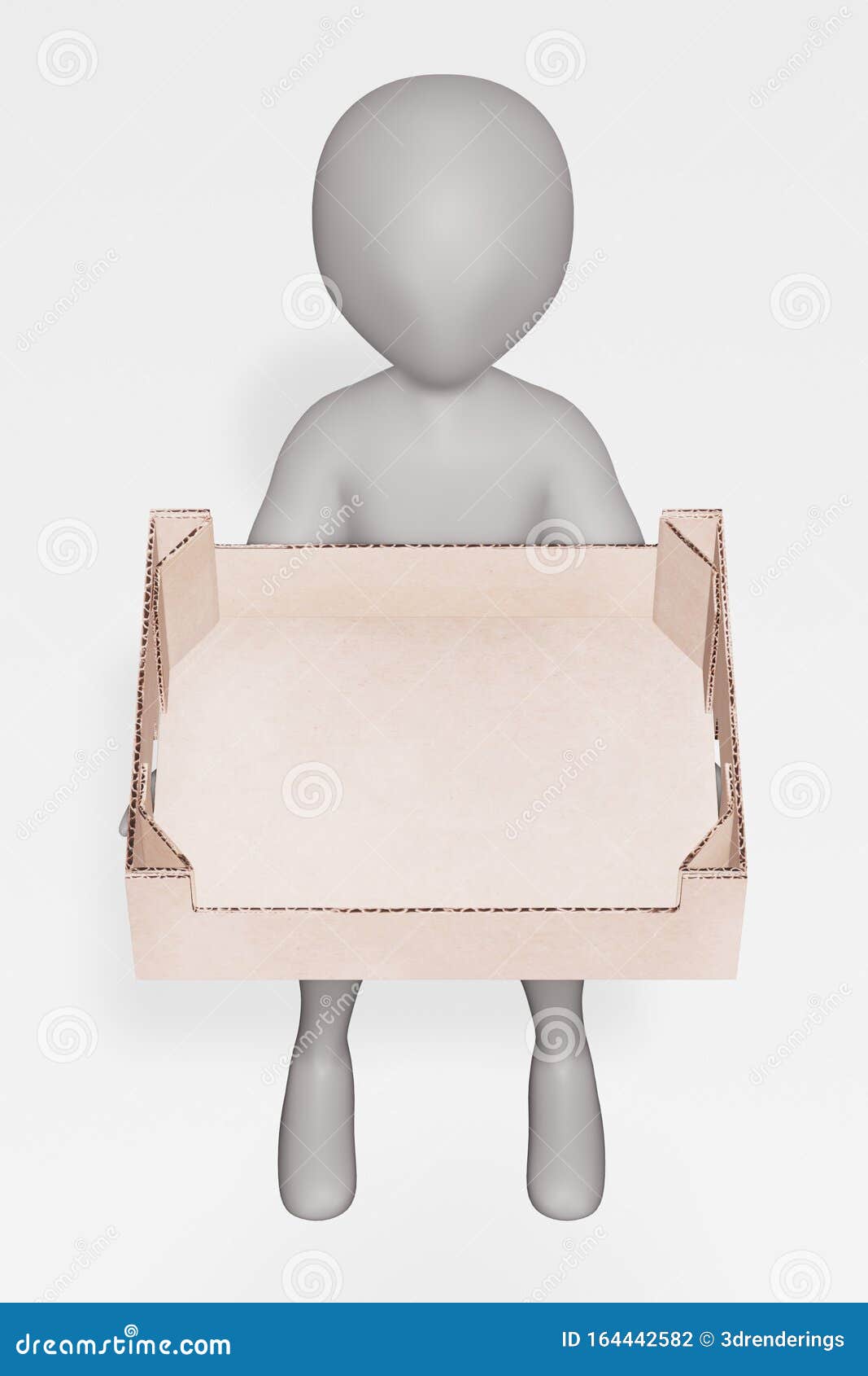 Render of Character with Cardboard Box Stock Illustration ...