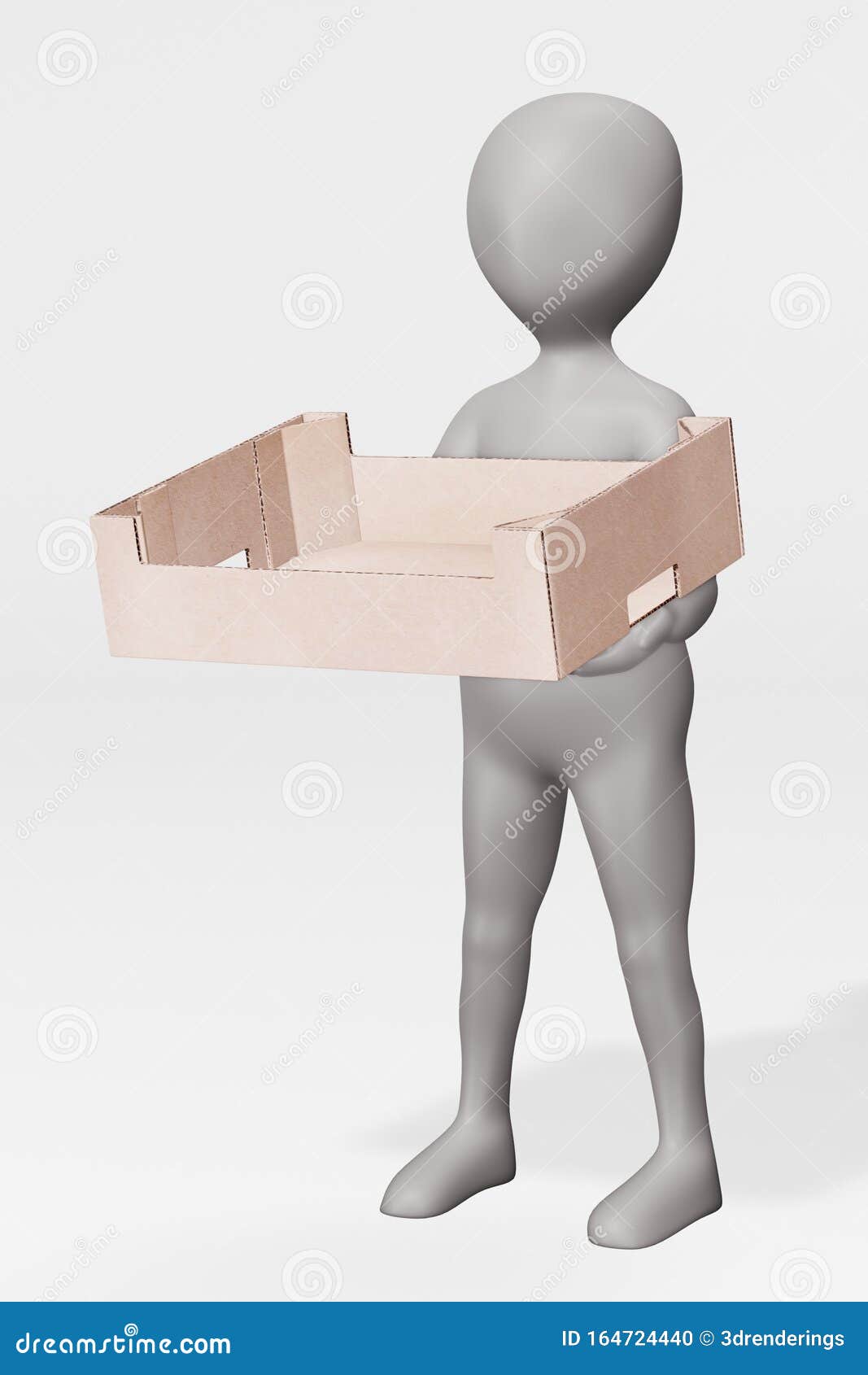 Character with Cardboard Box Stock Illustration - Illustration of crate ...