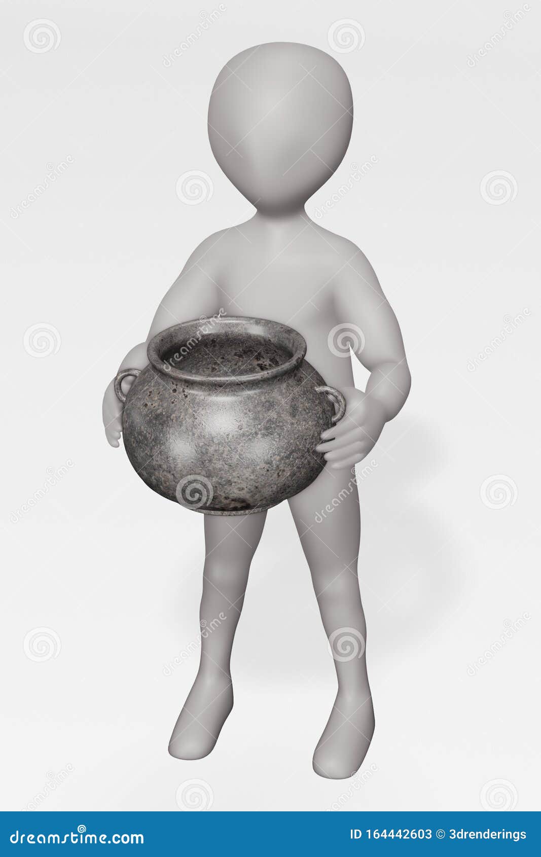 Render of Character with Cooking Pot Stock Illustration - Illustration ...
