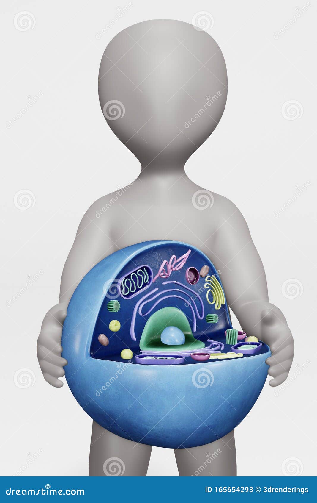 Render of Character with Human Cell Stock Illustration - Illustration ...