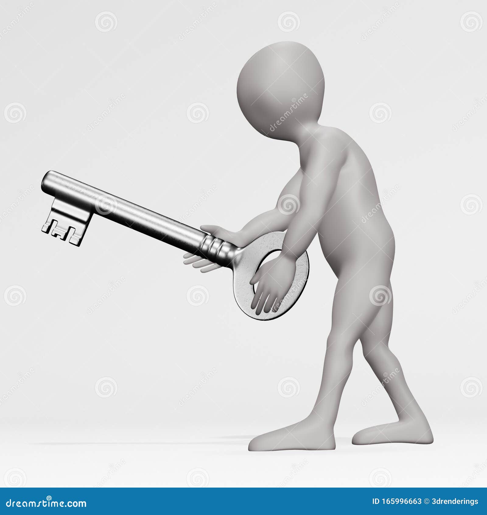 Render of Character with Key Stock Illustration - Illustration of ...