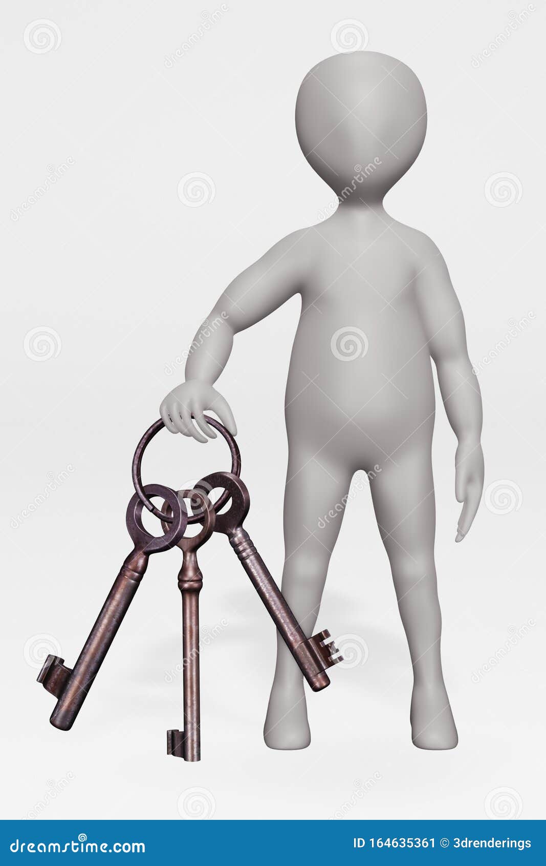 Render of Character with Keys Stock Illustration - Illustration of used ...