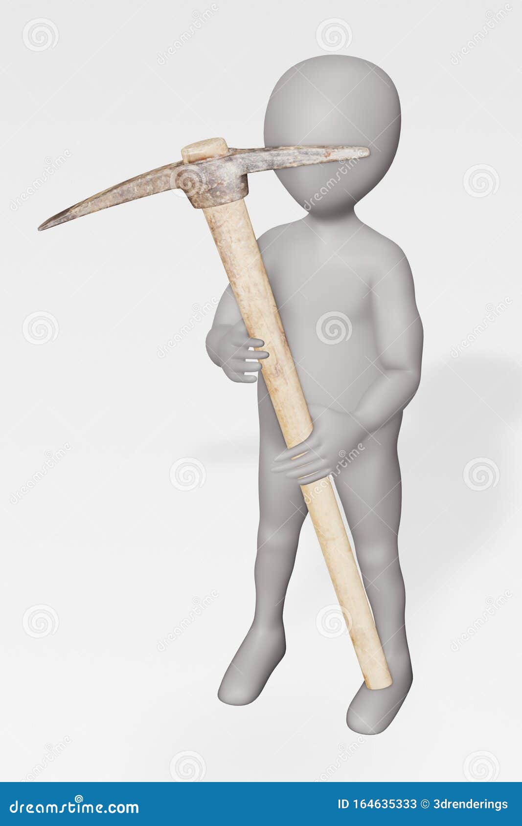 Render of Character with Pickaxe Stock Illustration - Illustration of ...
