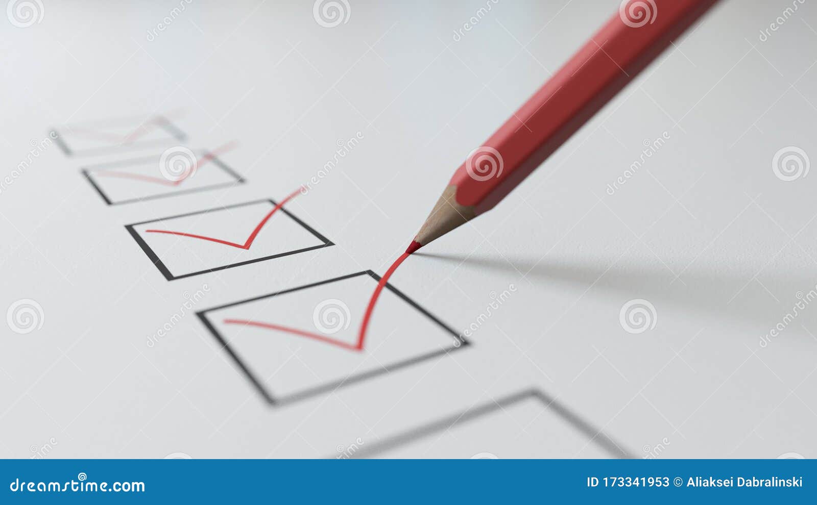 3d Render Checklist a Red Pencil Will Tick in Black Squares Stock ... 3d Render Checklist a Red Pencil Will Tick in Black Squares Stock ...
