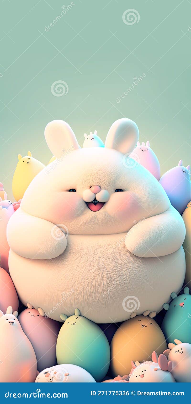 3D Render of Cheerful Bunny or Rabbit Character Sitting on Colorful Egg ...