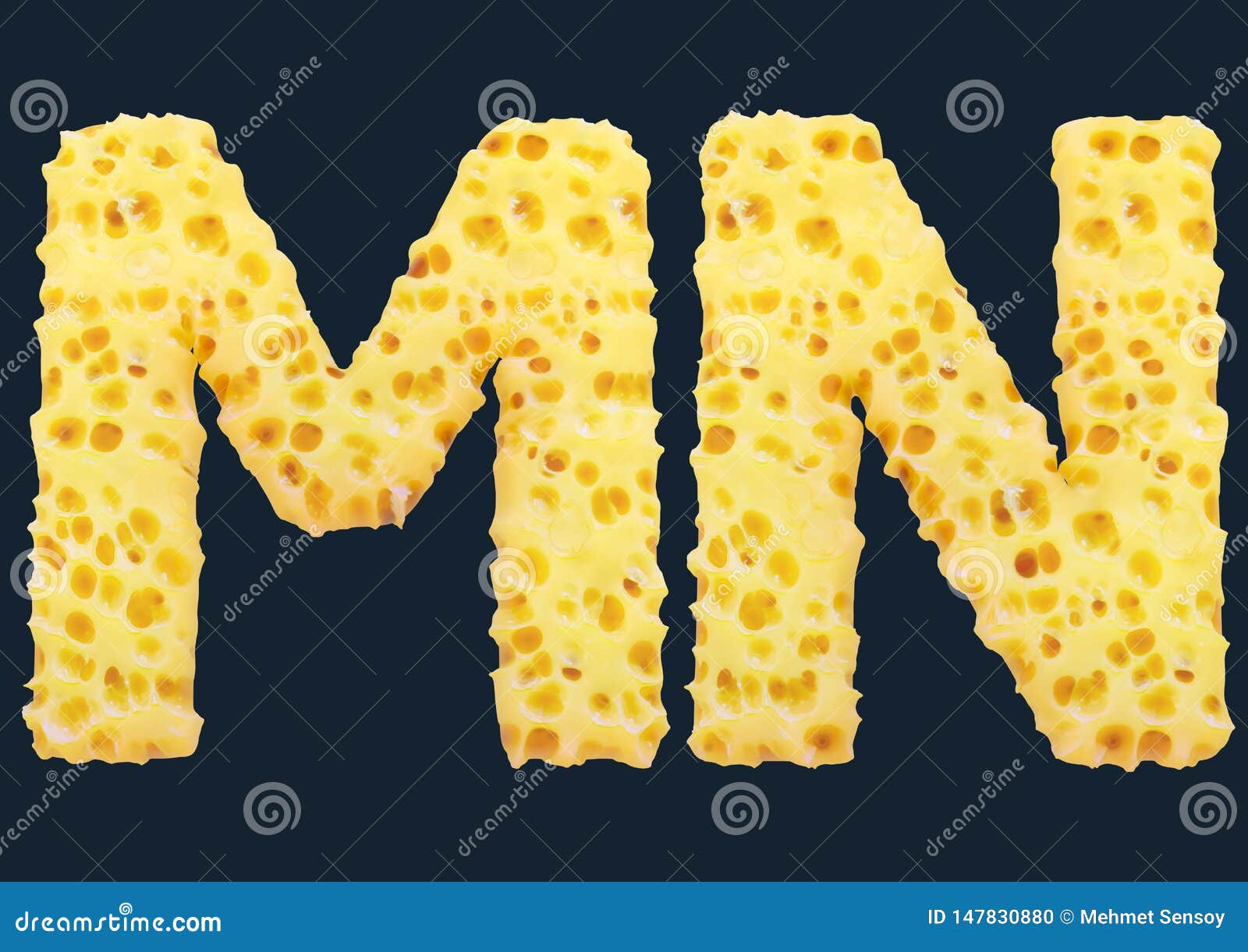 3D Render of Cheese Alphabet Stock Illustration - Illustration of ...