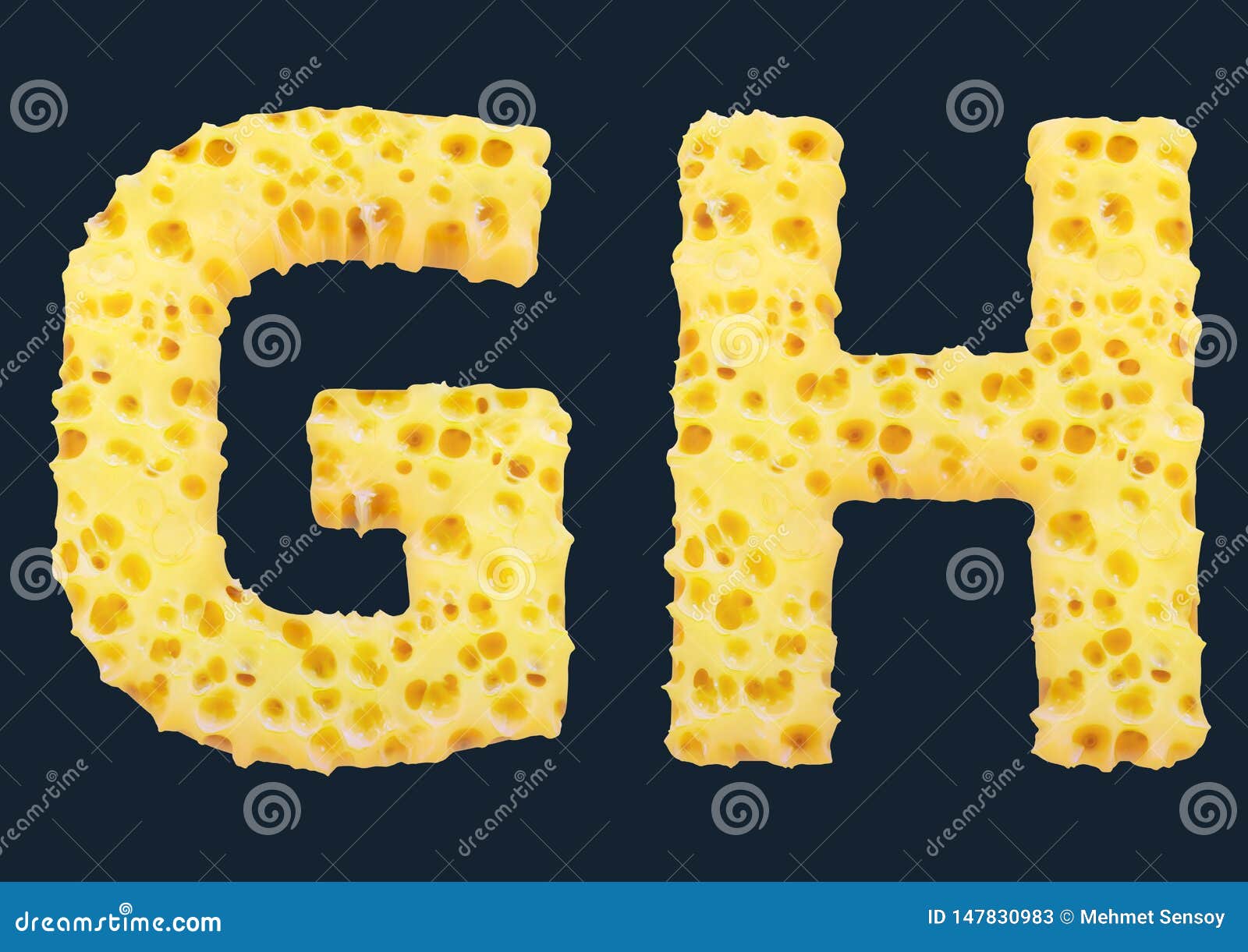 3D Render of Cheese Alphabet Stock Illustration - Illustration of ...