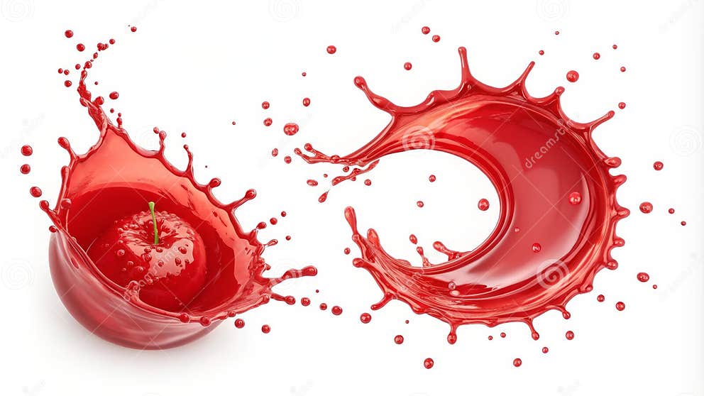 3D Render Cherry Juice Splash, Red Liquid, Fruit Concept Stock ...
