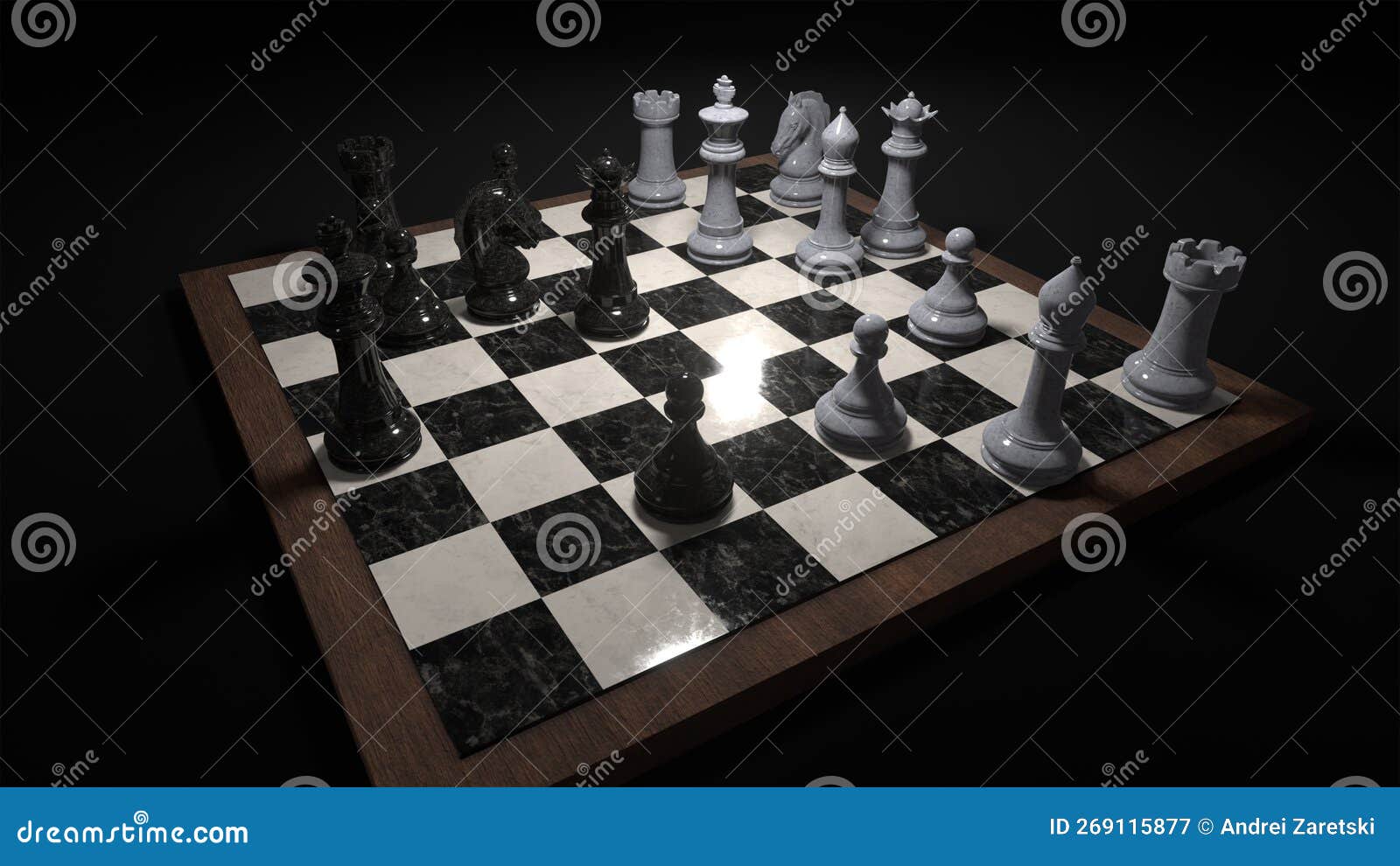 3d Render Chessboard With Two Bishops Checkmate On Black Background ...