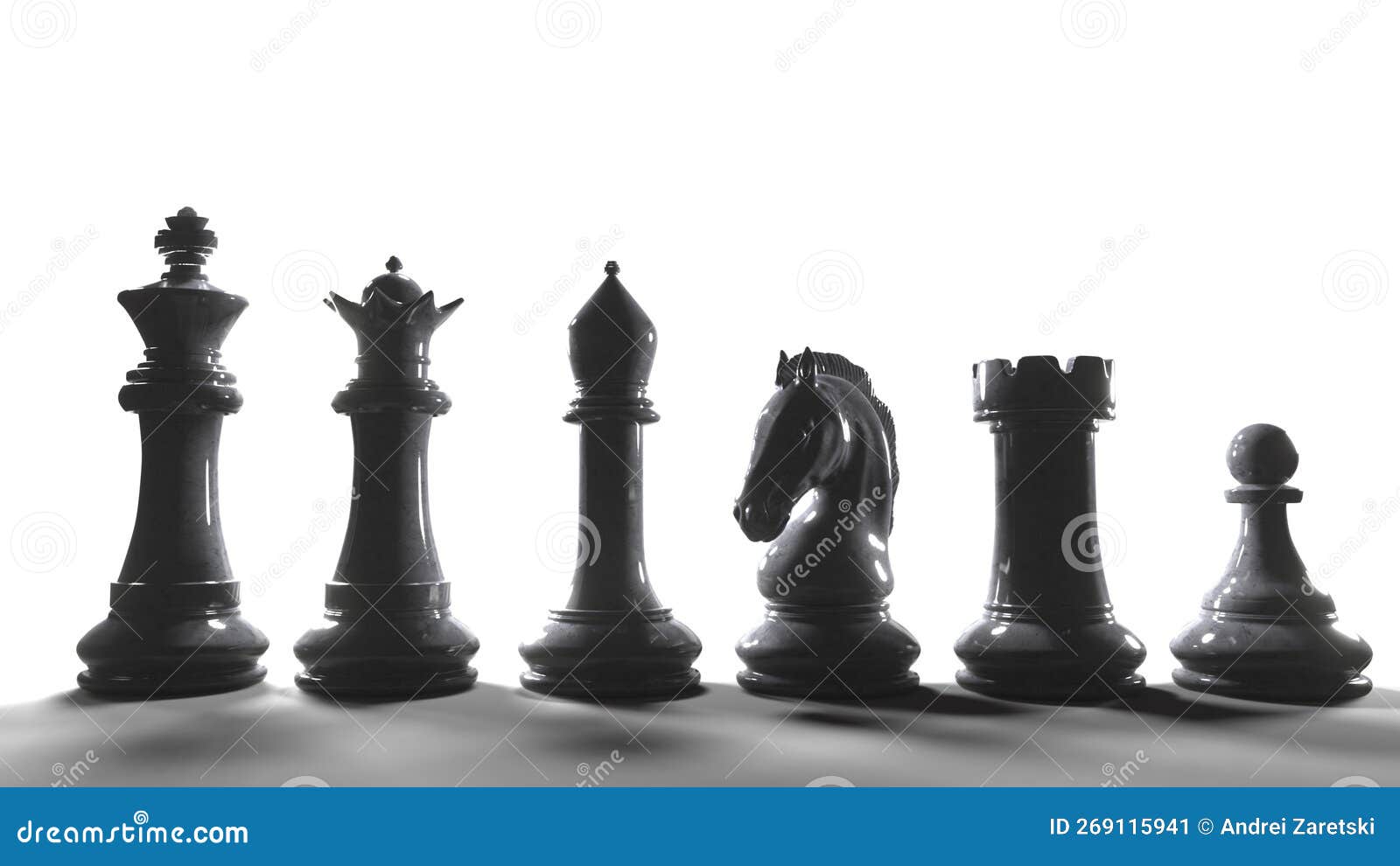 3d Render of Chess Pieces on the Board. a Set of Figures in a Low Key ...