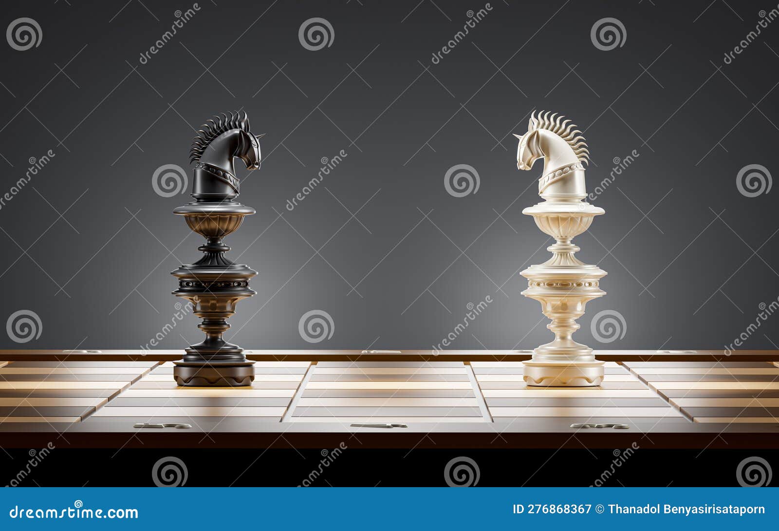 3d Render Chessboard With Two Rooks Checkmate On Black Background ...
