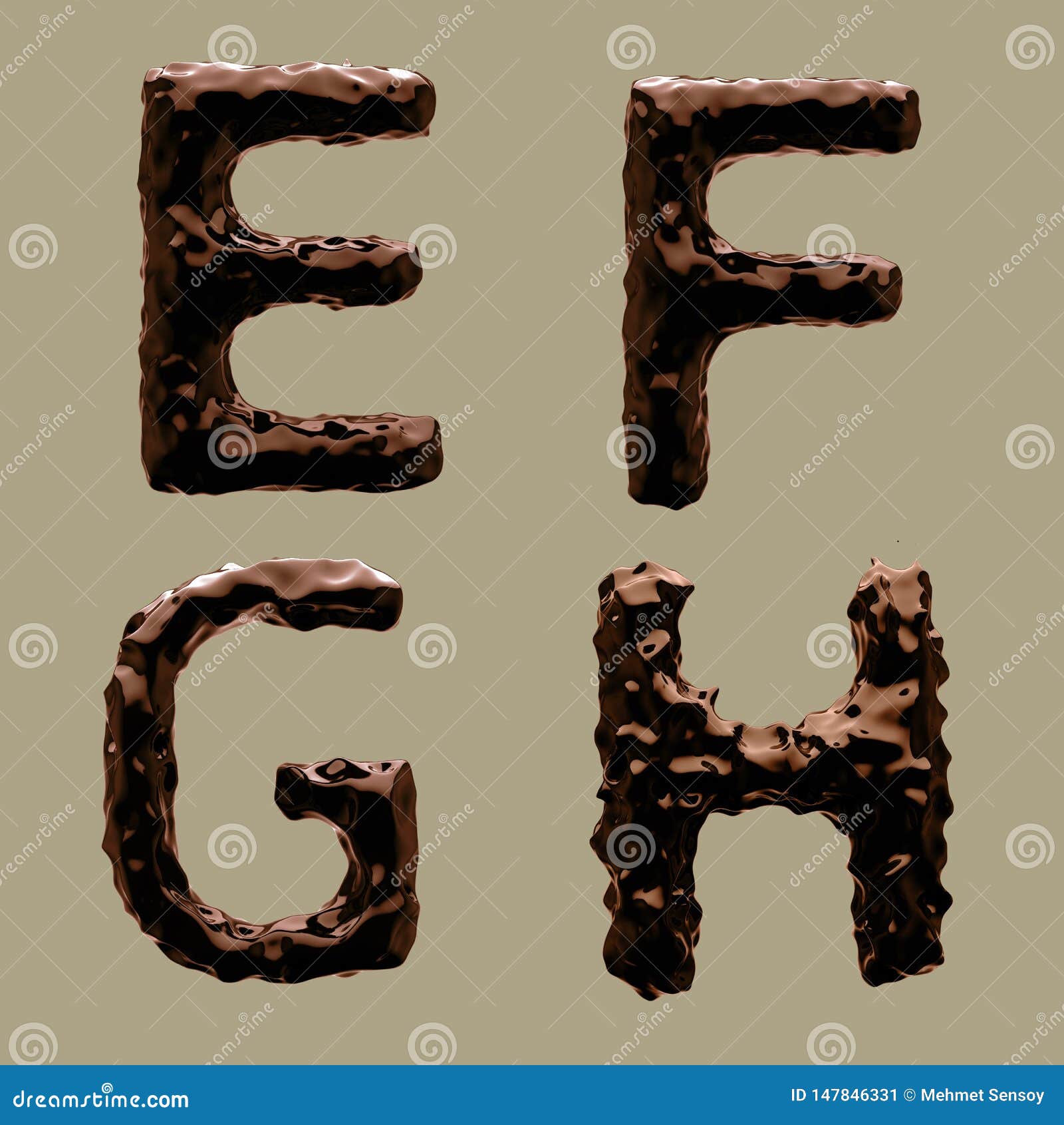 3D Render of Chocolate Alphabet Stock Illustration - Illustration of ...
