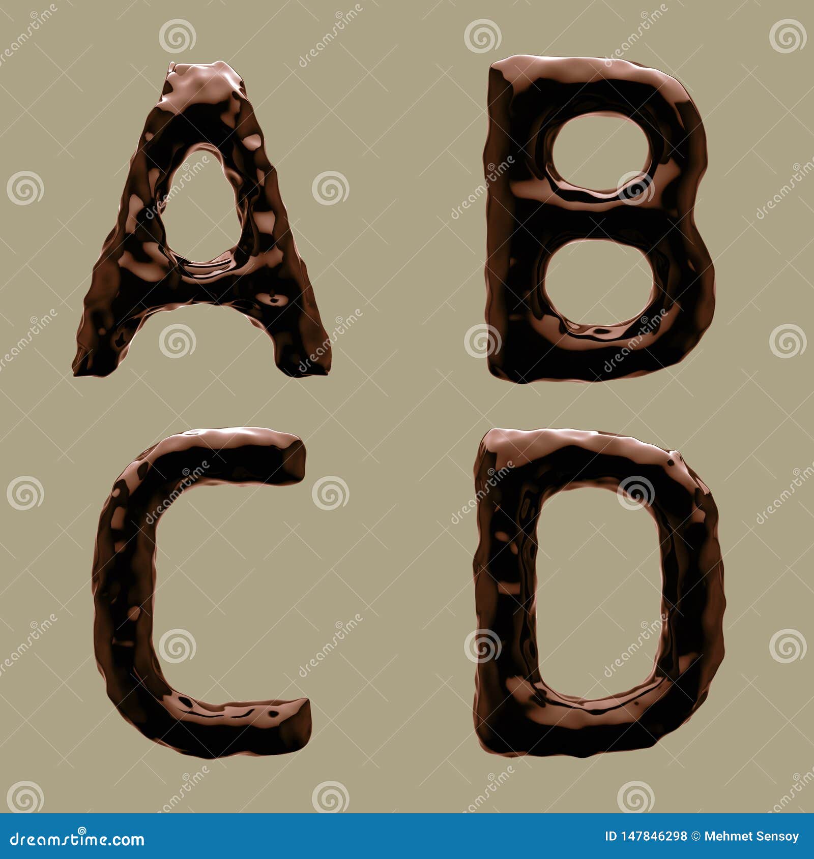 3D Render of Chocolate Alphabet Stock Illustration - Illustration of ...