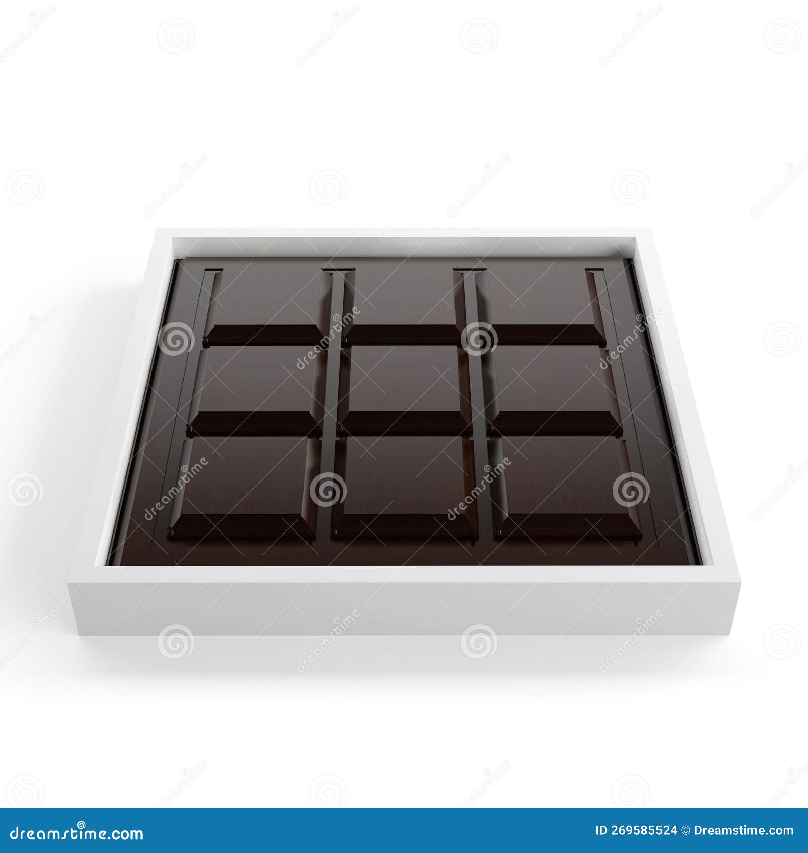 3D Render of a Chocolate Bar Inside a White Box Isolated on a White ...