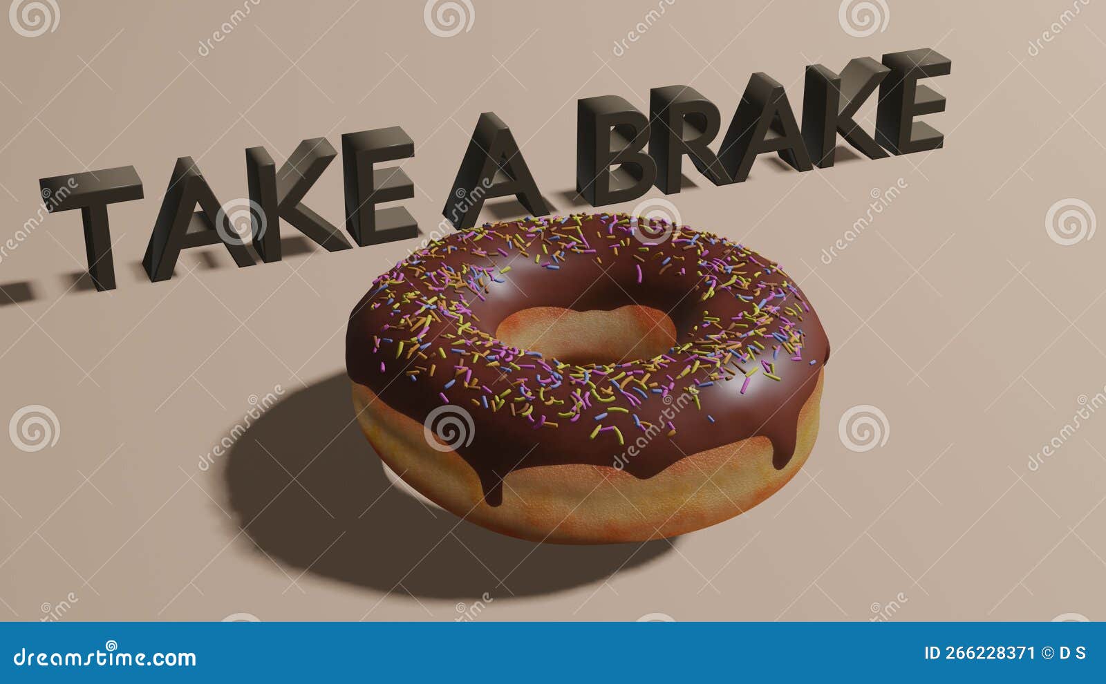 A 3d Render of a Chocolate Donut. Take a Break. Stock Illustration ...