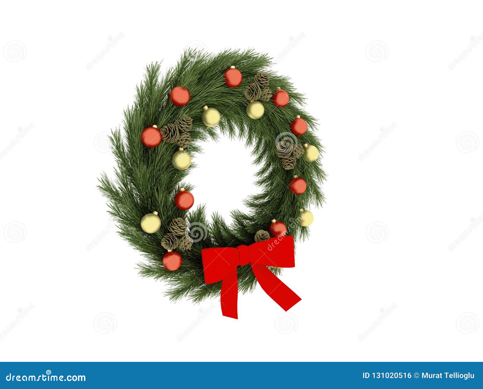 3d Render of Christmas Balls with Circle Stock Illustration ...