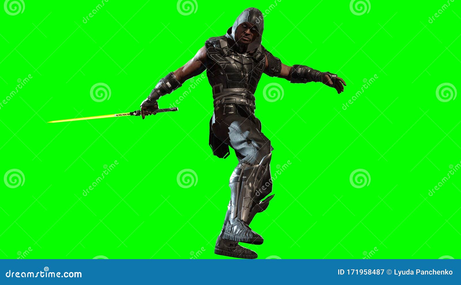 Futuristic Ninja in 3d Render Stock Illustration - Illustration of kung ...