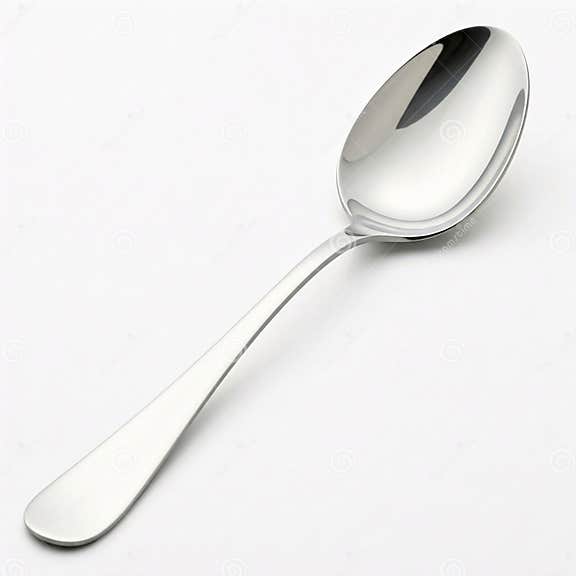 Plate Crome Spoon on a White Background. 3d Render. Isolated Front View ...