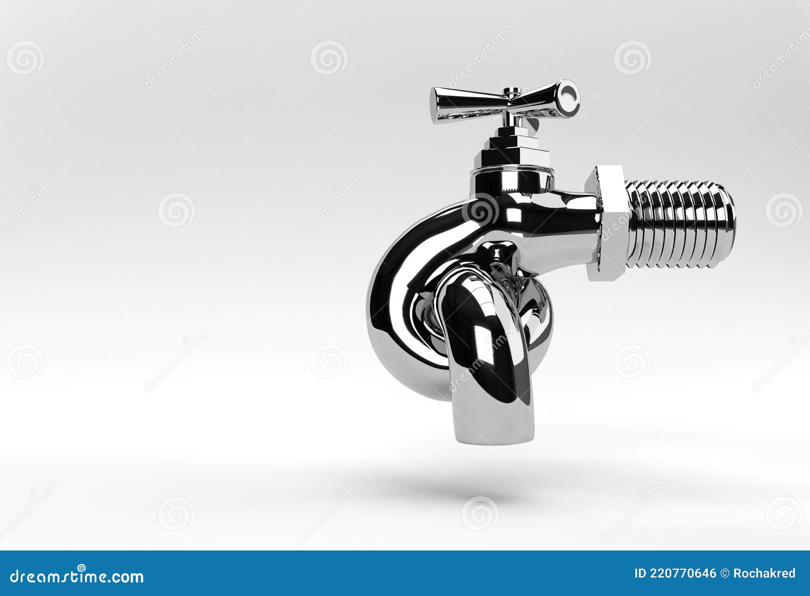 3d Render Chrome Tap With A Water Stream Isolated On White 3d
