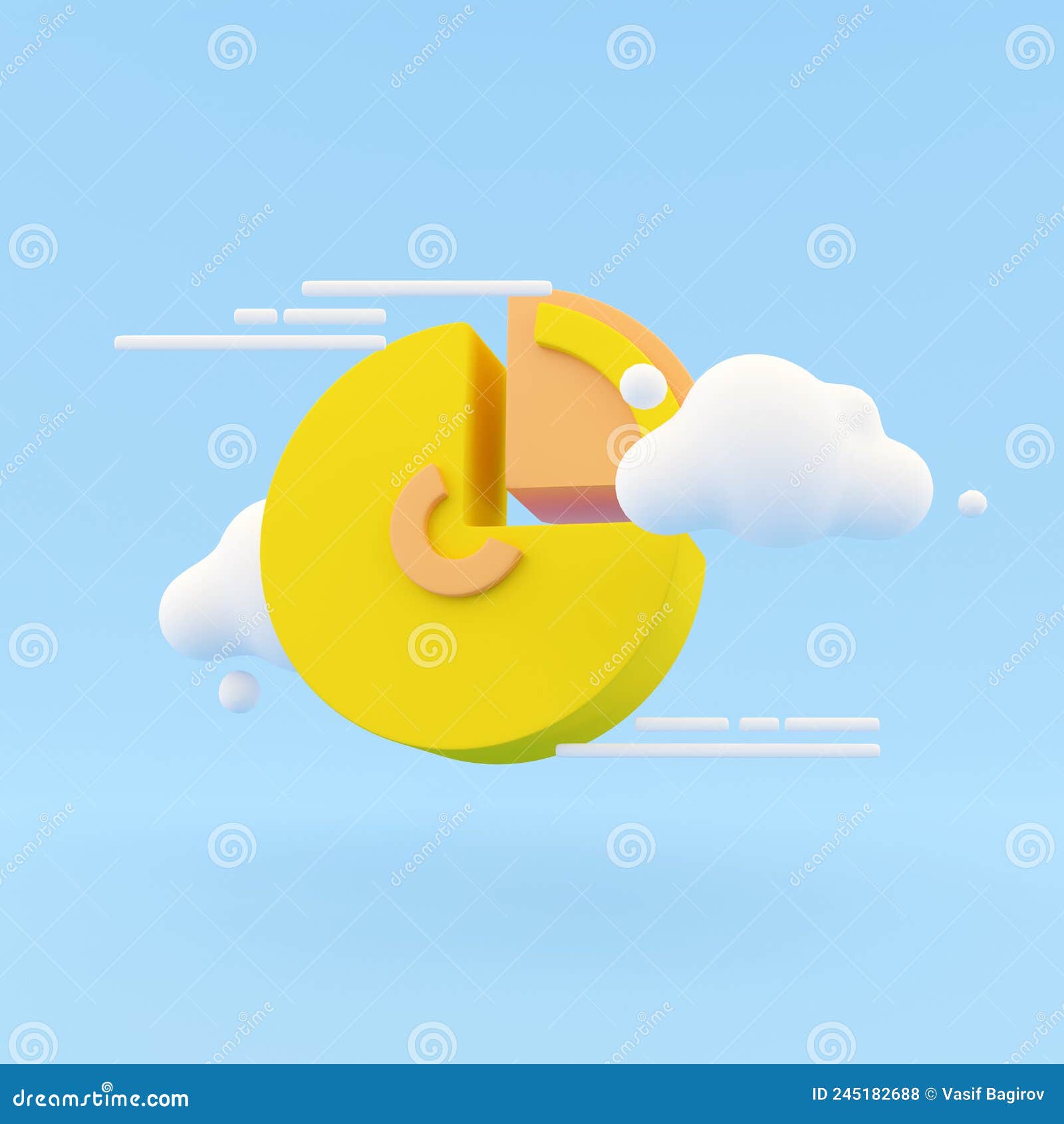 3d Render Circle Diagram Graph Icon. Simple 3d Render Illustration on ...