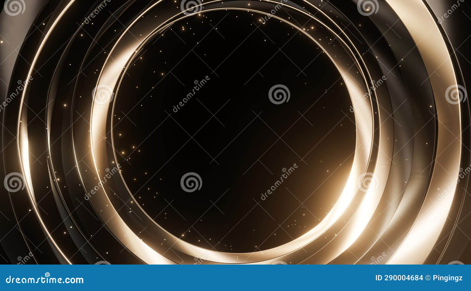 3d Render Circle Geometric Gold Black with Particles Background Stock ...