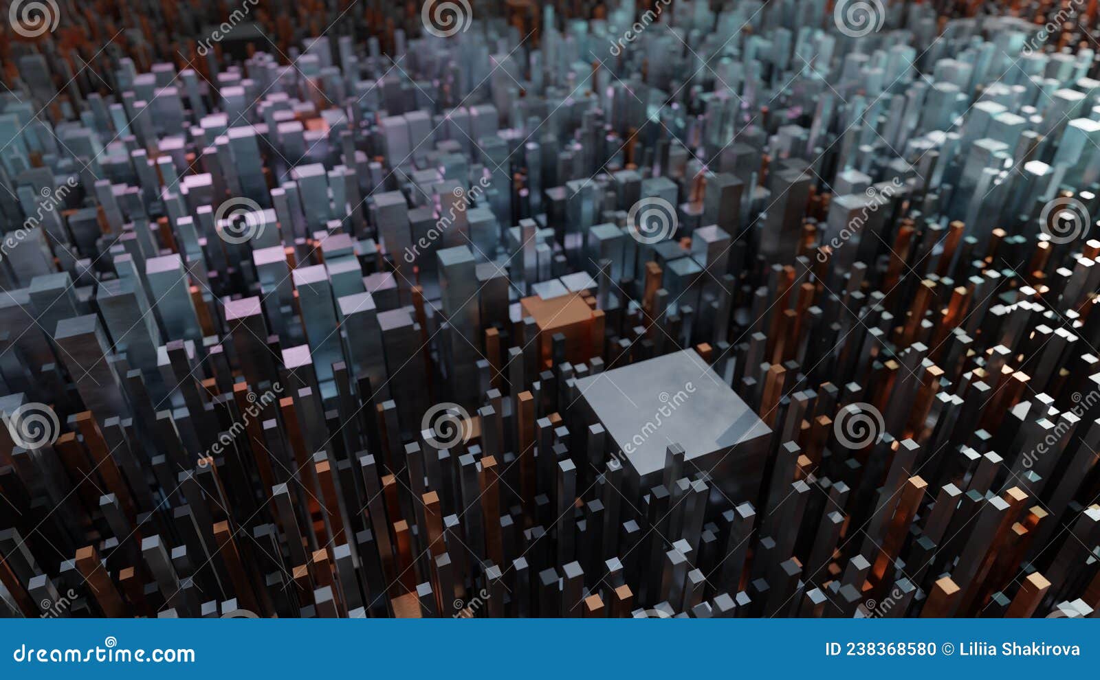 3d Render City, Cube Shapes, Future, Night, Darkness Stock Illustration ...