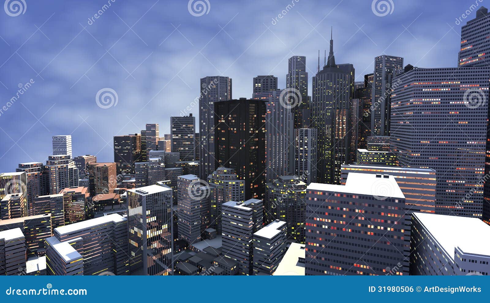 3D render of city stock illustration. Illustration of render - 31980506